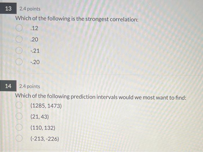 Solved Which of the following is the strongest correlation: | Chegg.com