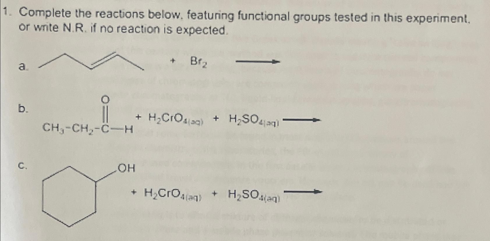 Solved Complete the reactions below. featuring functional | Chegg.com