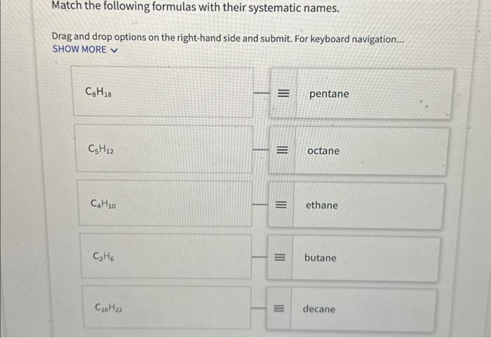 Solved Match the following formulas with their systematic | Chegg.com