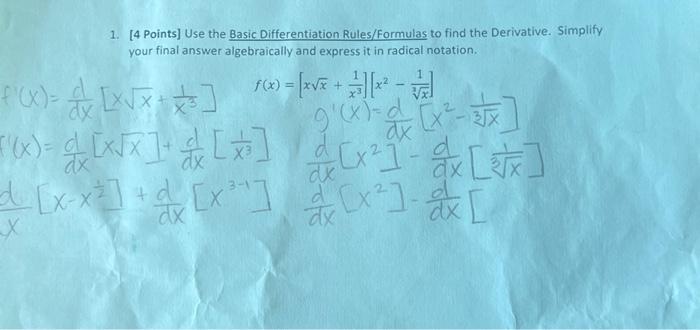 Solved 1. [4 Points] Use the Basic Differentiation | Chegg.com