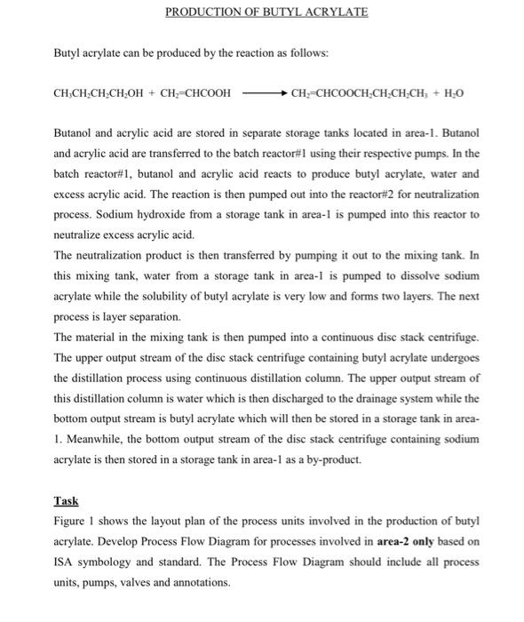 Solved PRODUCTION OF BUTYL ACRYLATE Butyl acrylate can be | Chegg.com