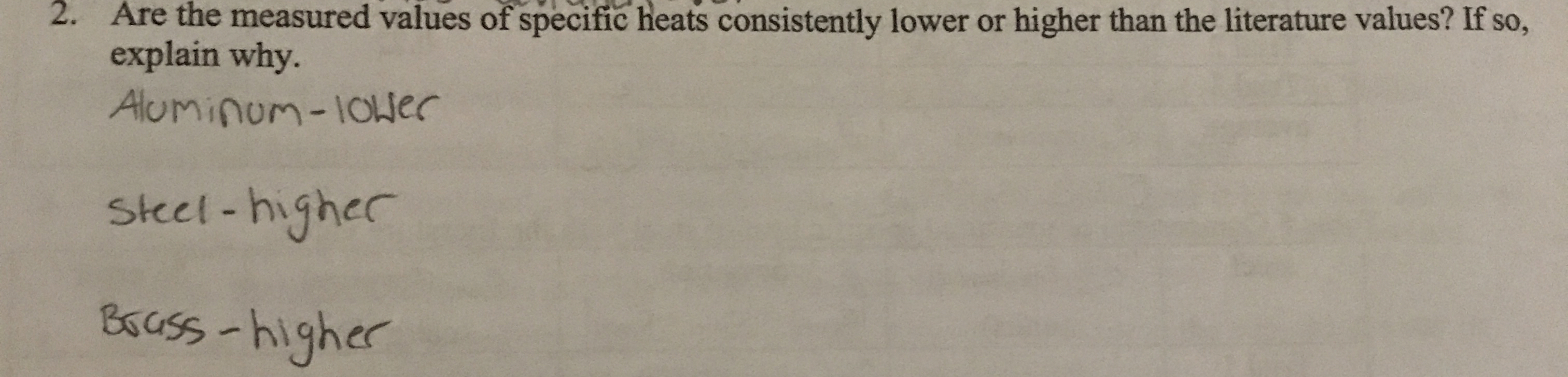 Solved Are the measured values of specific heats | Chegg.com