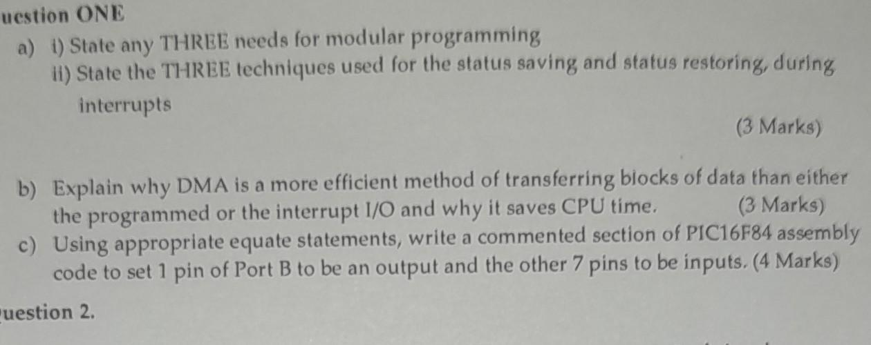 Solved a) i) State any THREE needs for modular programming | Chegg.com