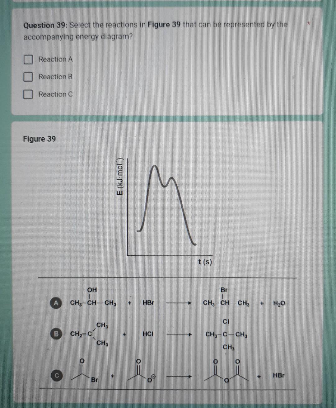 Solved Question 39: Select the reactions in Figure 39 that | Chegg.com