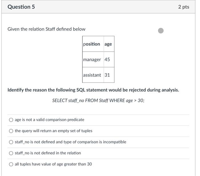 Solved The tuple relational calculus {S∣P(S)} is the set of | Chegg.com