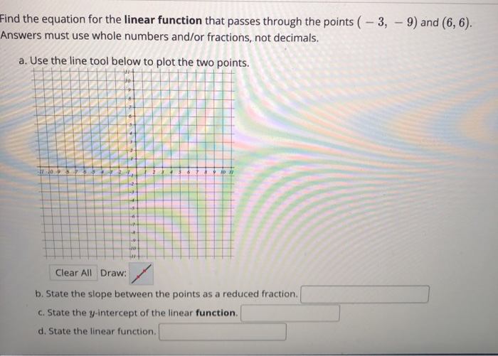 Solved Find the equation for the linear function that passes | Chegg.com