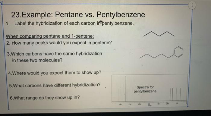 Solved 22.Example: Pentane vs. 1-Pentene 1. Label the | Chegg.com
