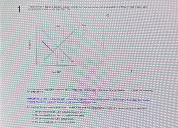 Solved 1 The graph below depicts a decrease in aggregate | Chegg.com