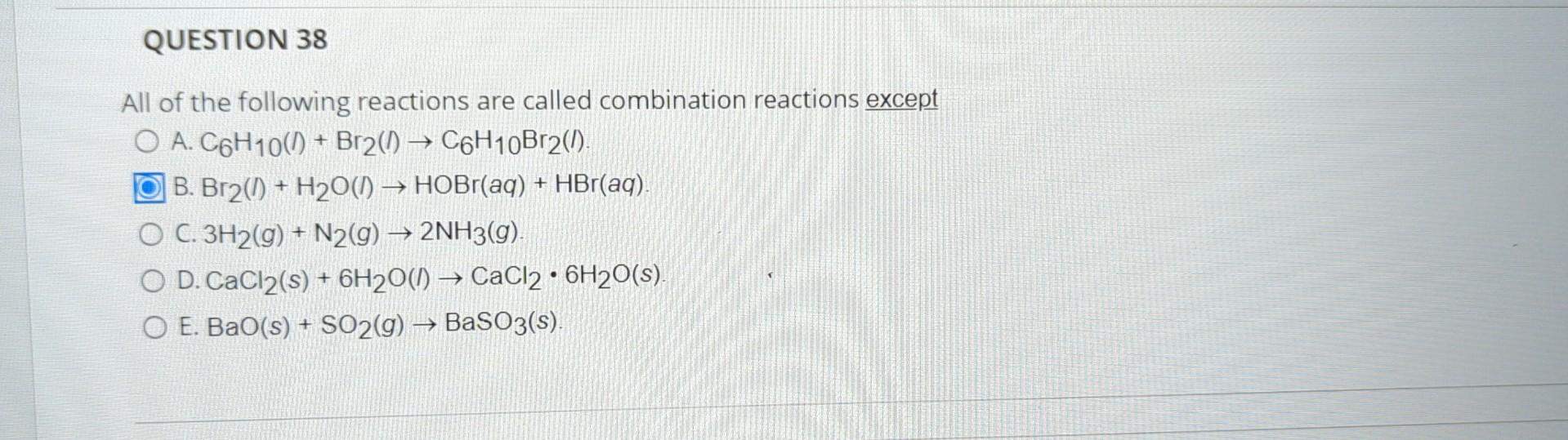 Solved All of the following reactions are called combination | Chegg.com