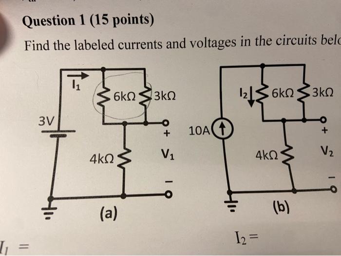 Solved Find the labeled currents and voltages in the | Chegg.com
