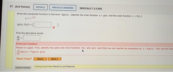 Solved DETAILS 27. 10/2 points) PREVIOUS ANSWERS SBIOCALC1 | Chegg.com Solved DETAILS 27. 10/2 points) PREVIOUS ANSWERS SBIOCALC1 | Chegg.com
