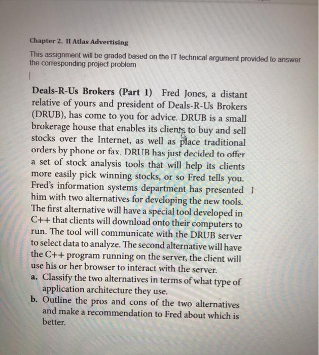 Solved Chapter 2. II Atlas Advertising This assignment will | Chegg.com