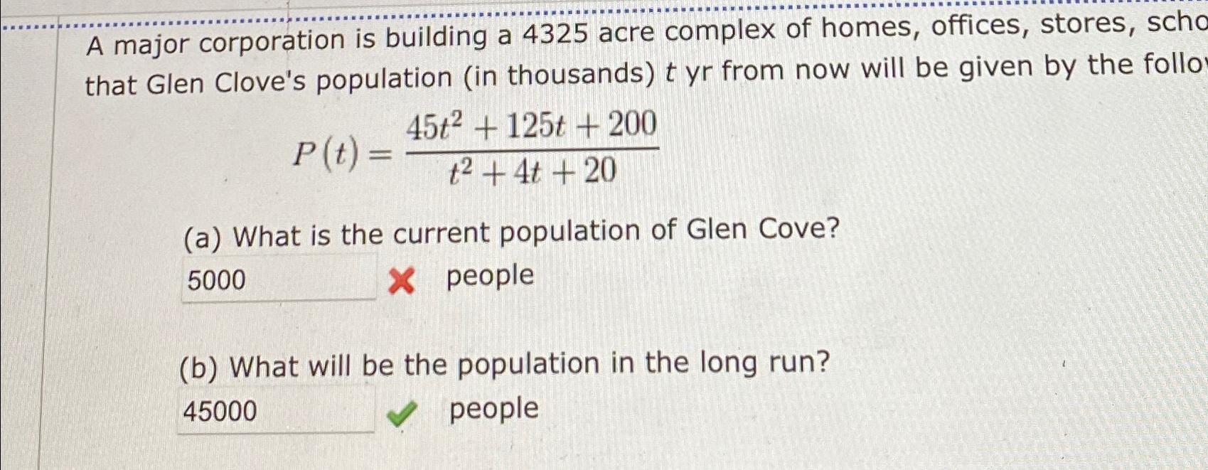Solved A major corporation is building a 4325 ﻿acre complex | Chegg.com