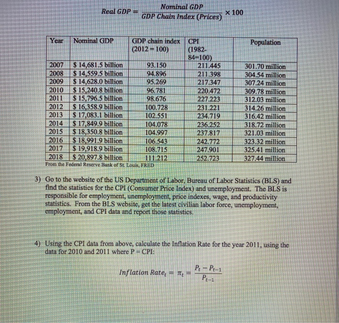 Solved Nominal GDP Real GDP = GDP Chain Index (Prices) | Chegg.com