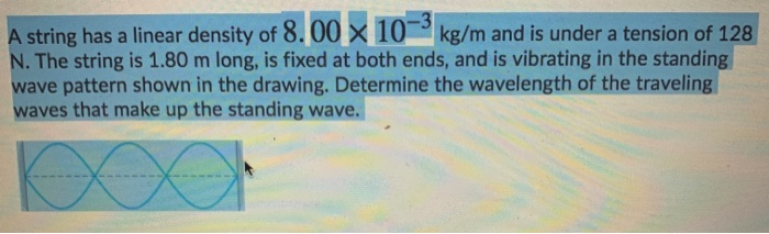 Solved A string has a linear density of 8.00 X 10–3 kg/m and | Chegg.com