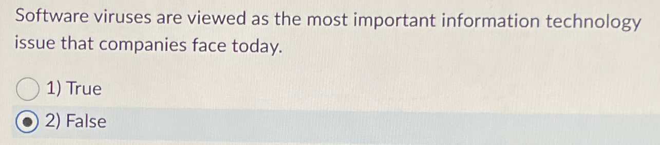 Solved Software viruses are viewed as the most important | Chegg.com