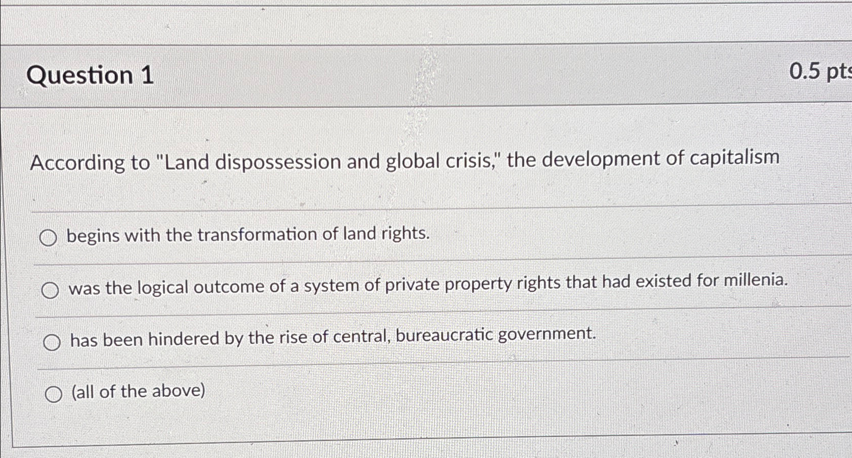 Solved Question 1According to "Land dispossession and global | Chegg.com