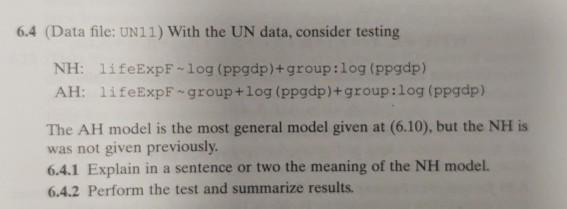 Solved 6.4 (Data file: UN11) With the UN data, consider | Chegg.com