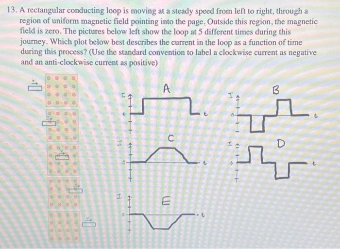 Solved 13. A rectangular conducting loop is moving at a | Chegg.com
