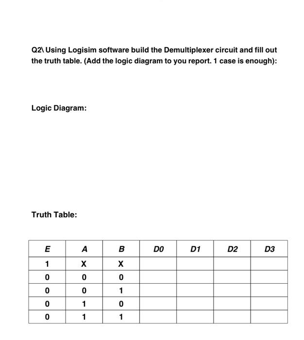Solved Q2\Using Logisim software build the Demultiplexer | Chegg.com