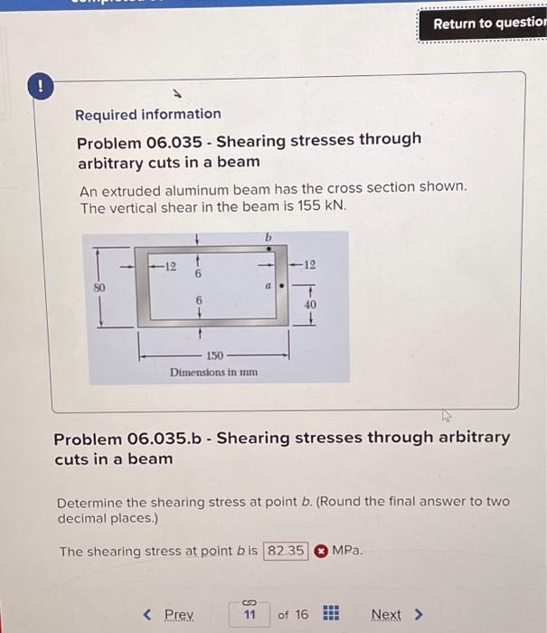 Solved ! Required information Problem 06.035 - Shearing | Chegg.com