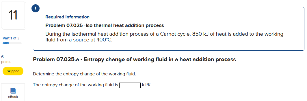 Solved Problem 07.025.a - ﻿Entropy change of working fluid | Chegg.com