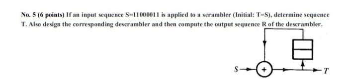 Solved No. 5 (6 points) If an input sequence S=11000011 is | Chegg.com