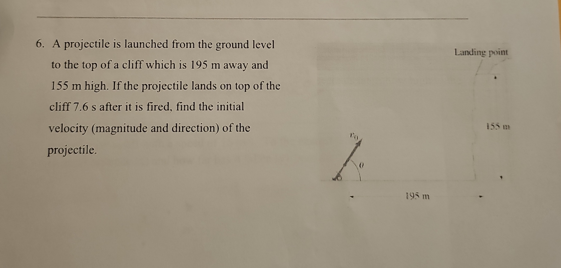 Solved A projectile is launched from the ground level to the | Chegg.com