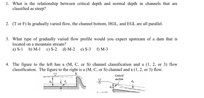 Solved 1. What is the relationship between critical depth | Chegg.com