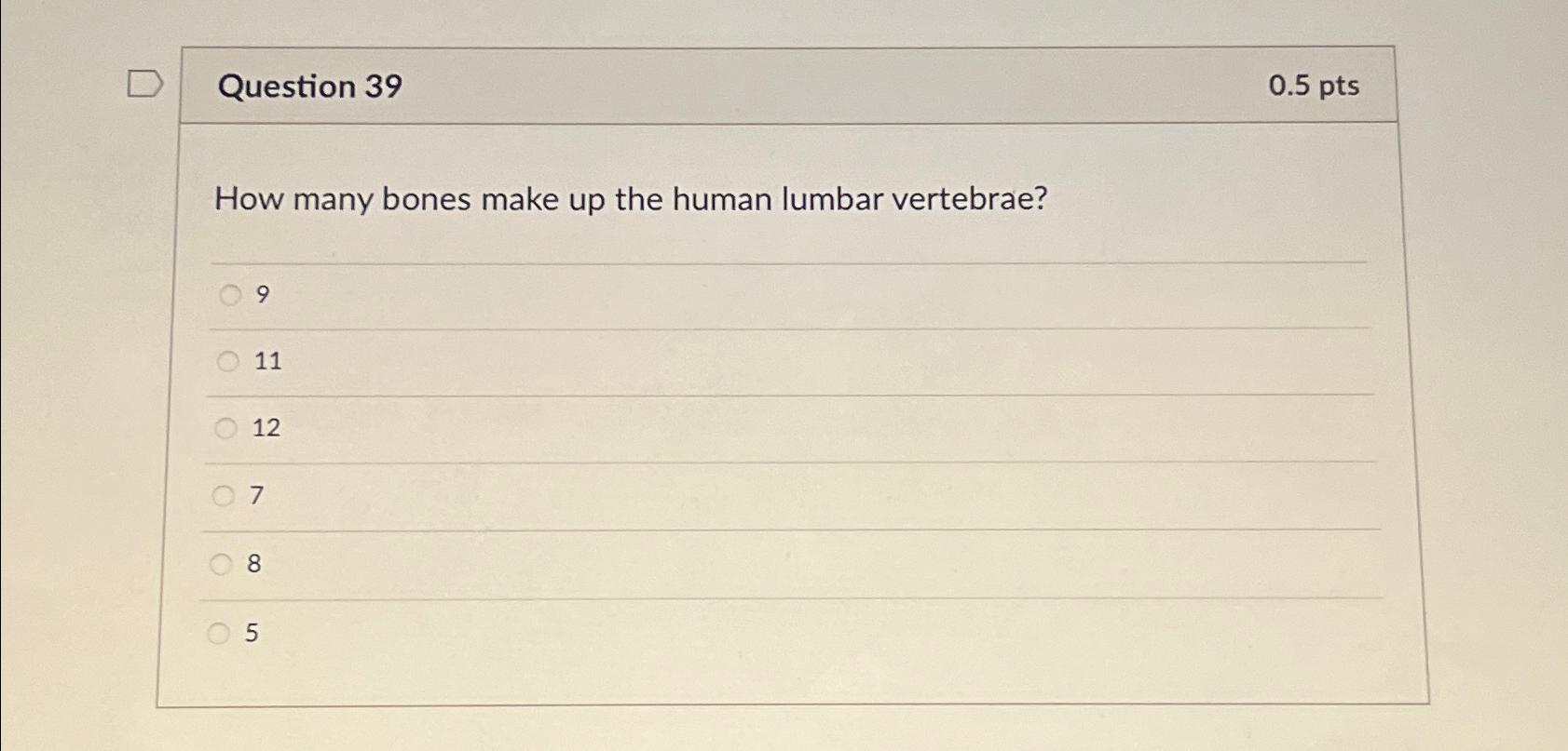 Solved Question 390.5 ﻿ptsHow many bones make up the human | Chegg.com