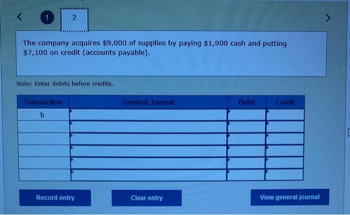 Solved The company acquires $9,000 of supplies by paying | Chegg.com