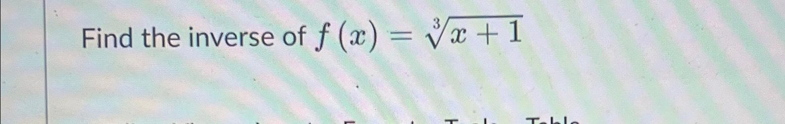 Solved Find the inverse of f(x)=x+13 | Chegg.com