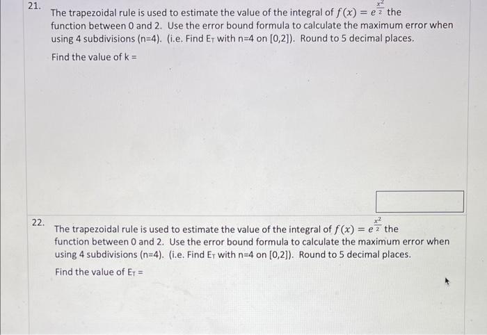 Solved The trapezoidal rule is used to estimate the value of | Chegg.com