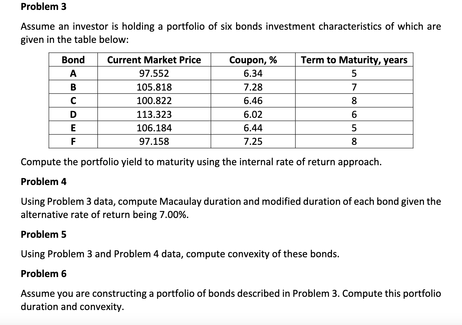Solved Compute the portfolio yield to maturity using the | Chegg.com