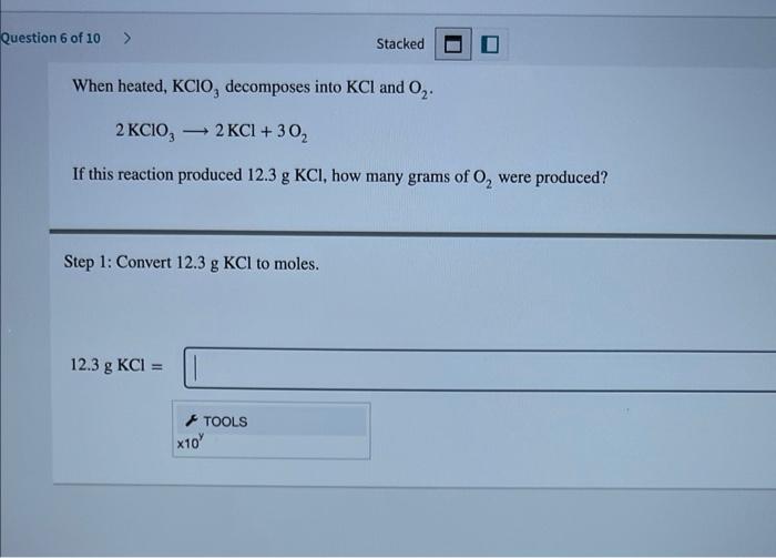 Solved When heated, KClO3 decomposes into KCl and O2. | Chegg.com