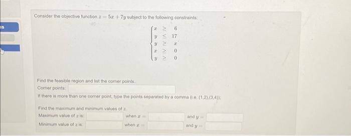 Solved Consider The Objective Function Z 5x 7y Subject To