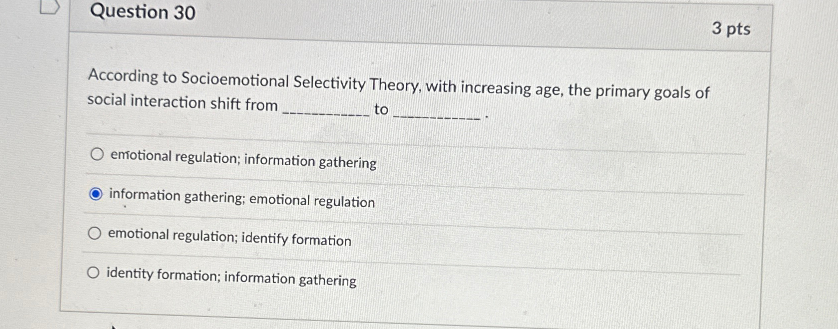 Solved Question 303 ﻿ptsAccording to Socioemotional | Chegg.com