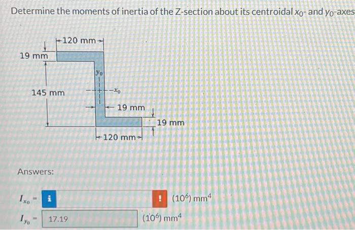 Solved Determine the moments of inertia of the Z-section | Chegg.com
