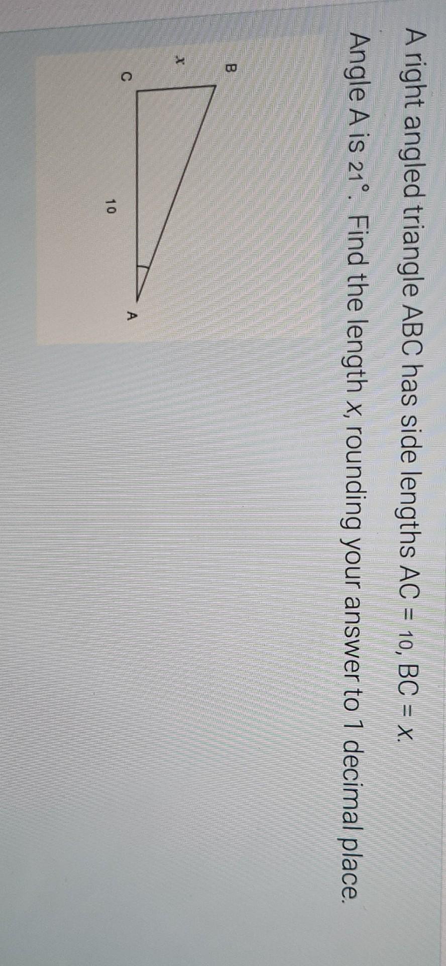 Solved A right angled triangle ABC has side lengths AC = 10, | Chegg.com