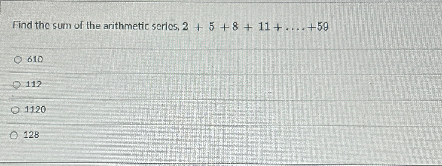 Solved Find the sum of the arithmetic series, | Chegg.com