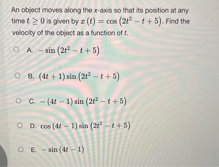 Solved An object moves along the x-axis so that its position | Chegg.com