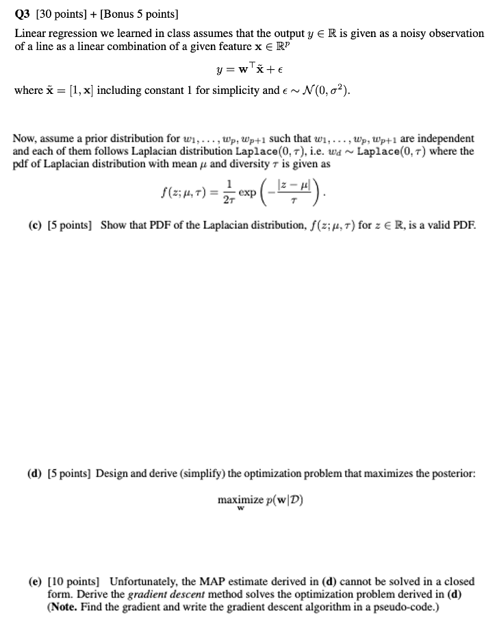Solved c) ﻿Show that PDF of the Laplacian distribution, | Chegg.com