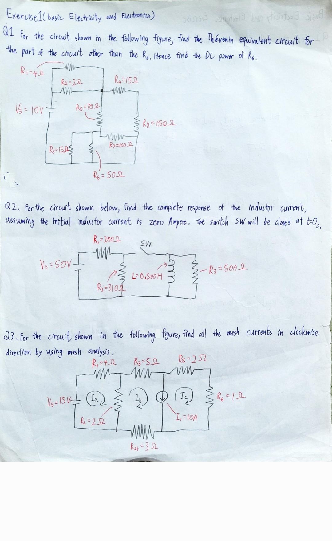 Solved Exercisel ( basic Electricity and Electronics) | Chegg.com