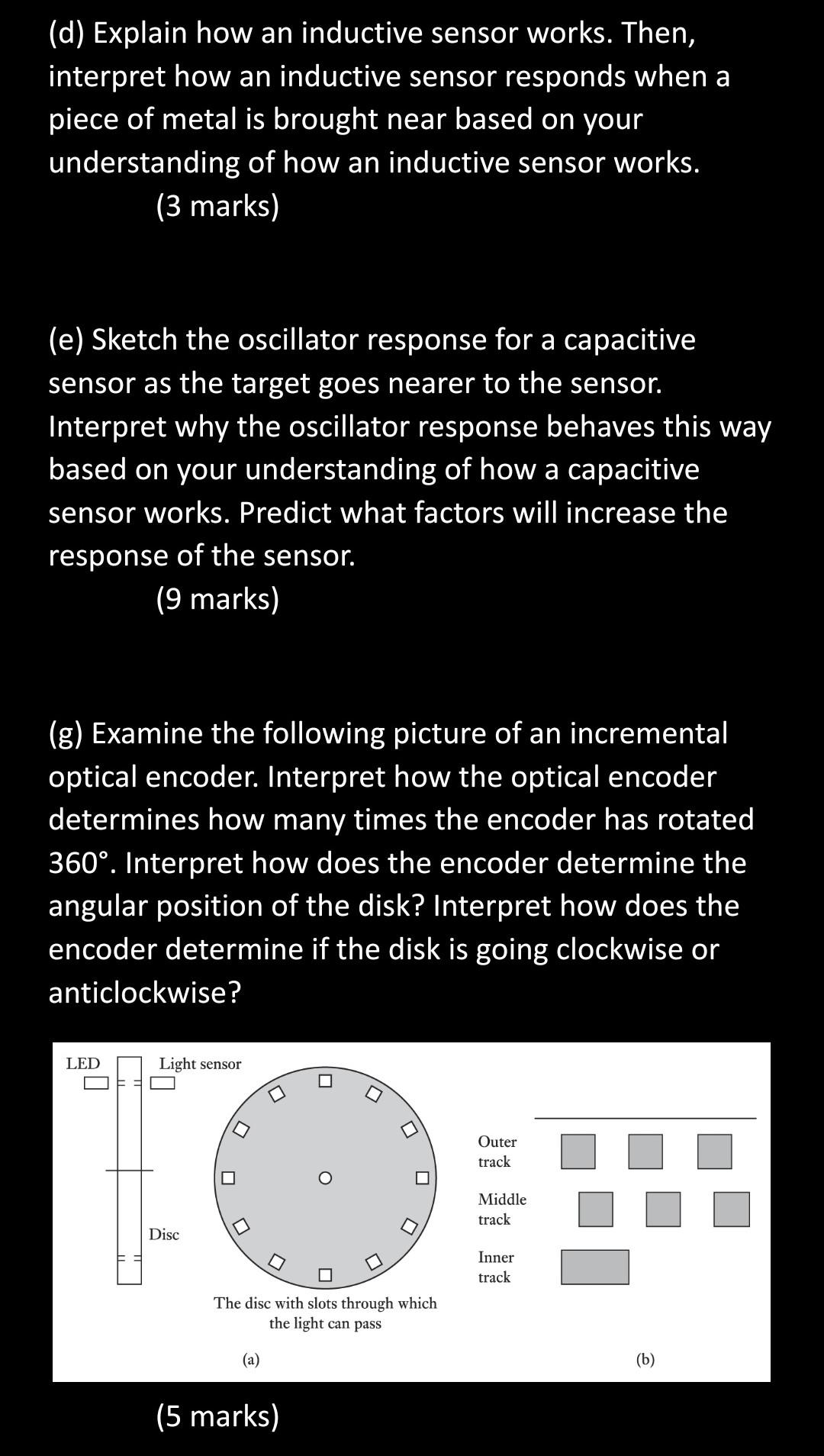 Solved (d) Explain how an inductive sensor works. Then, | Chegg.com