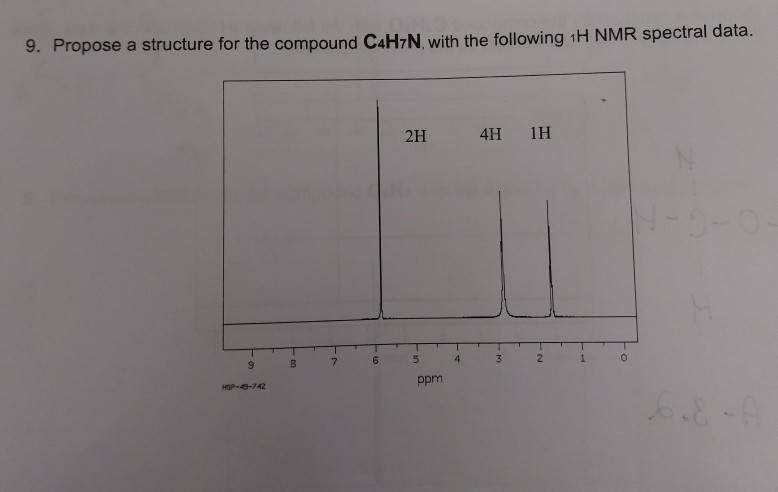 Solved 9. Propose a structure for the compound C4H7N, with | Chegg.com