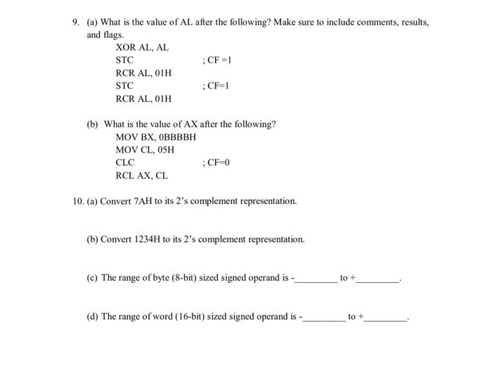 Solved 9. (a) What is the value of AL after the following? | Chegg.com