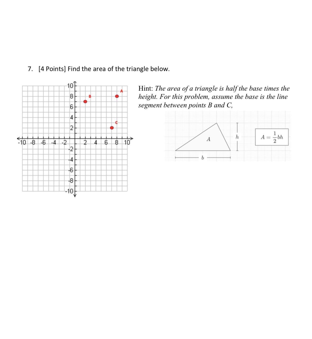 Solved [4 ﻿Points] ﻿Find the area of the triangle | Chegg.com