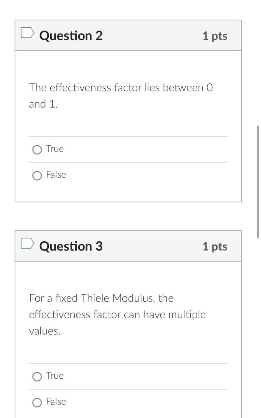 Solved The effectiveness factor lies between 0 and 1. True | Chegg.com
