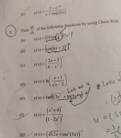 Solved Find dydx ﻿of the following functions by using Chain | Chegg.com