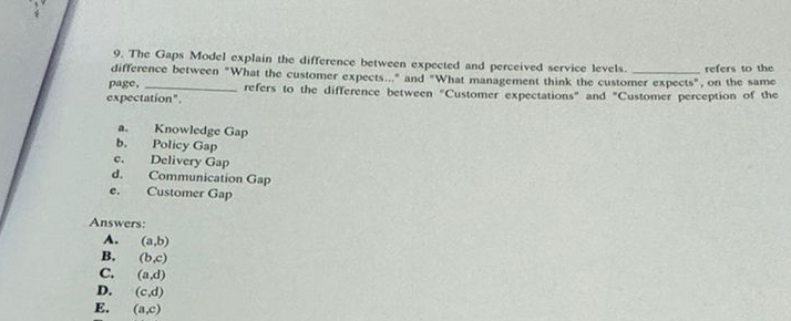 Solved The Gaps Model explain the difference between | Chegg.com
